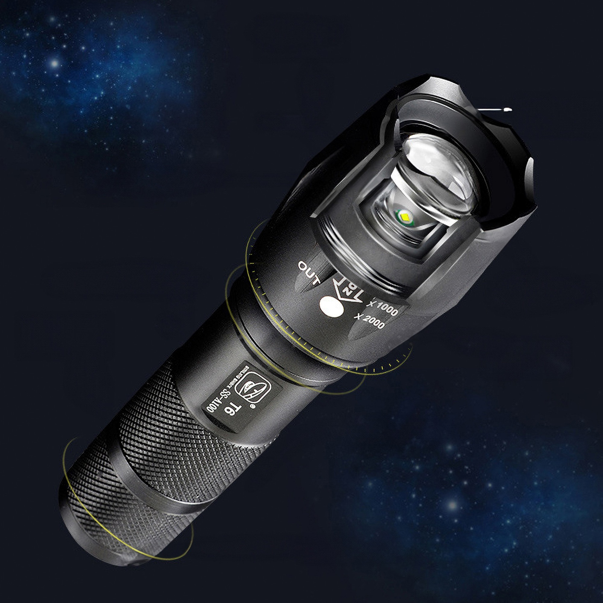 Lanterna tactica LED ZOOM, HDL0205, profesionala, focus ajustabil, acumulator inclus, incarcare ...