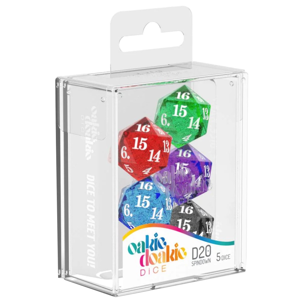 Set 5 Zaruri Multicolore Oakie Doakie, D20, Spindown, Speckled - eMAG.ro