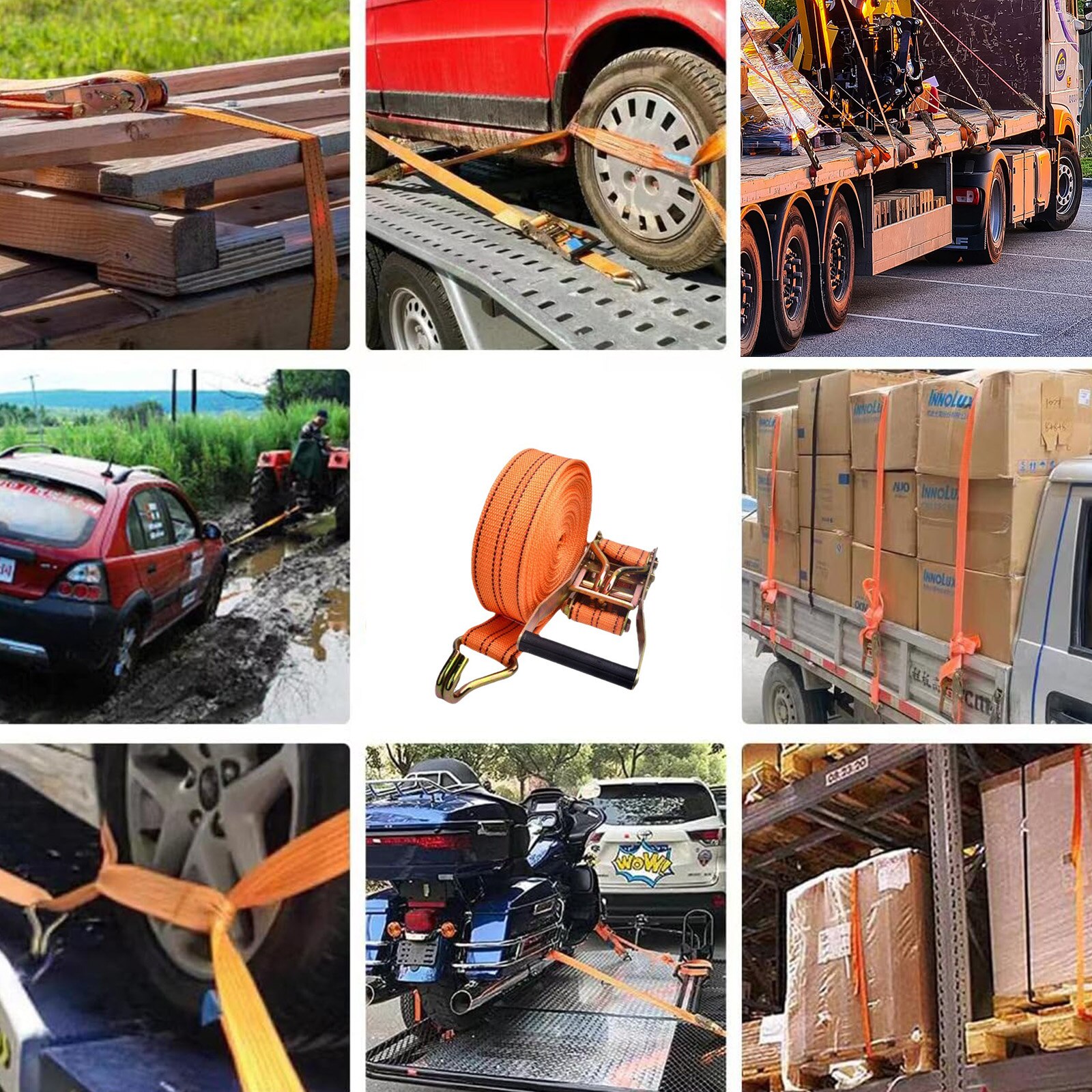 Chinga ancorare cu clichet, NUODWELL, set 2 piese, 4cm x 5m, portanta ...