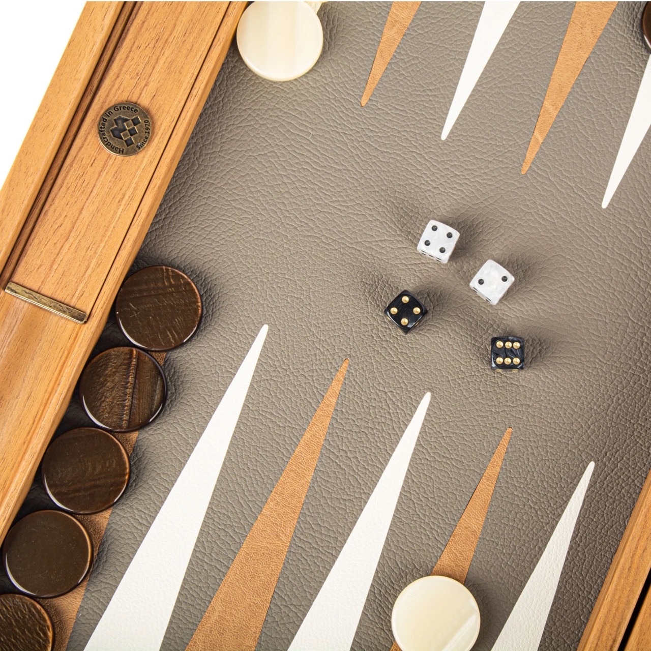 Joc de table Manopoulos din Piele de sarpe gri si bej - eMAG.ro