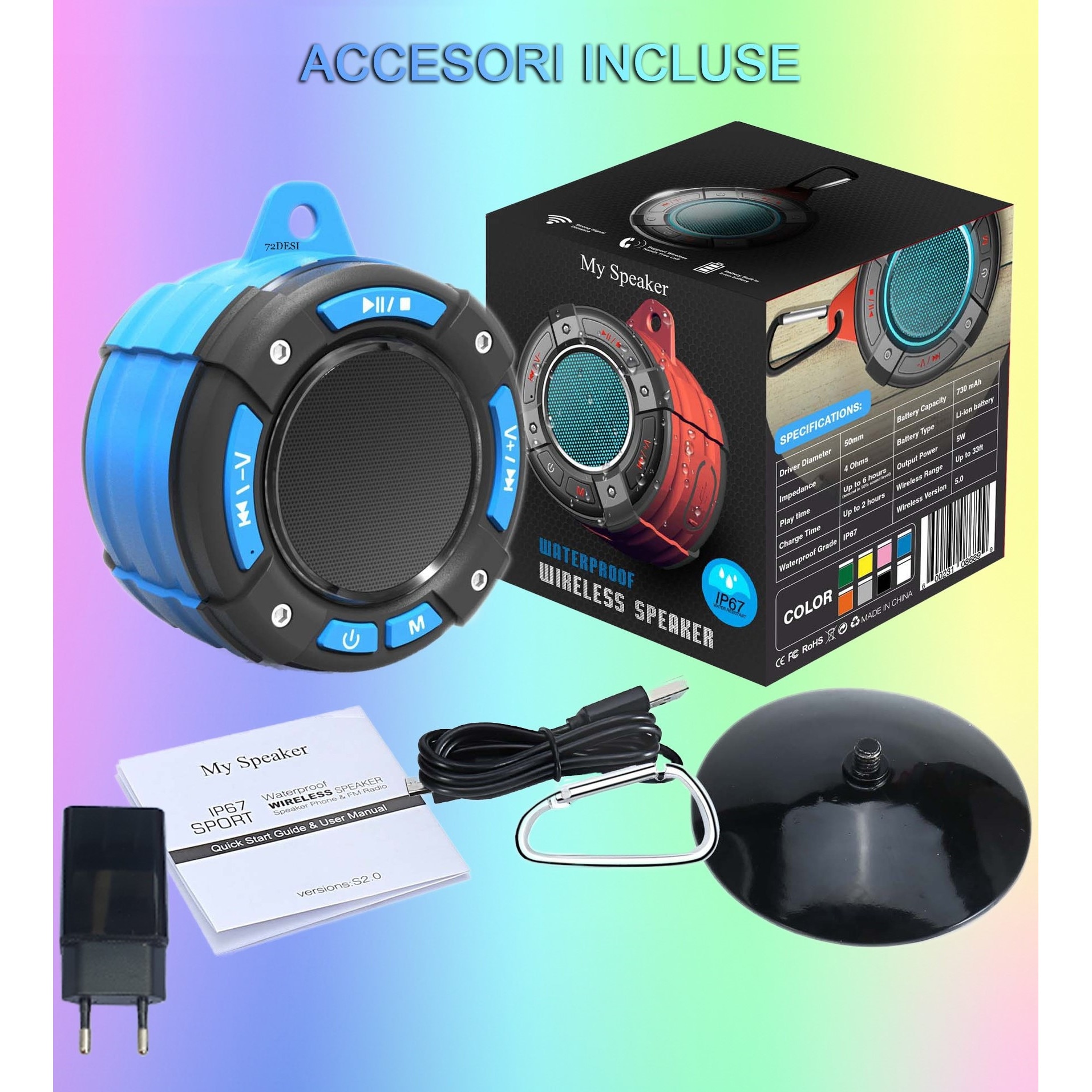 Boxa bluetooth cu lumini RGB 72DESI pentru excursii, plaja si piscina ...