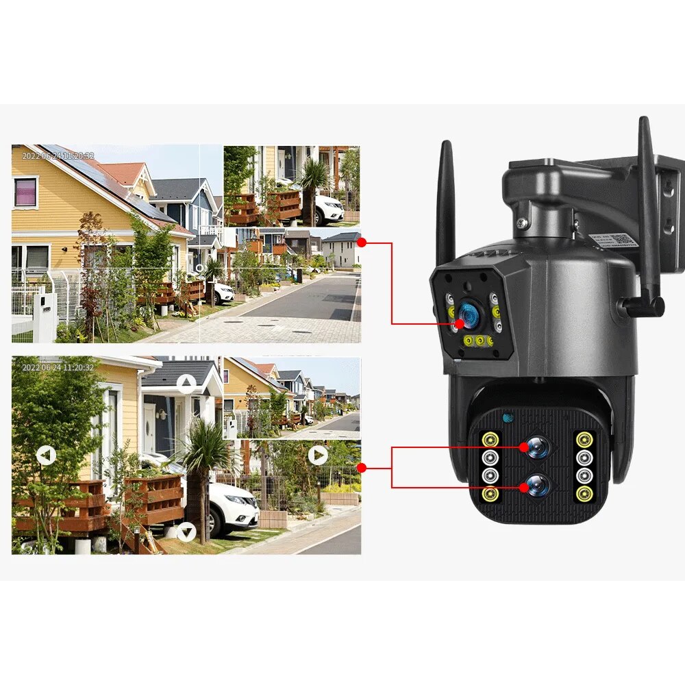 Двойна IP камера за наблюдение, WI-FI, 4K, 8 MP, 1080P, 10X оптично ...