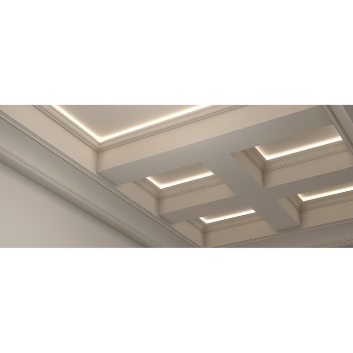 Tavan suspendat LED, ELHARE, Polistiren, 60 x 130 x 200 cm, Alb - eMAG.ro