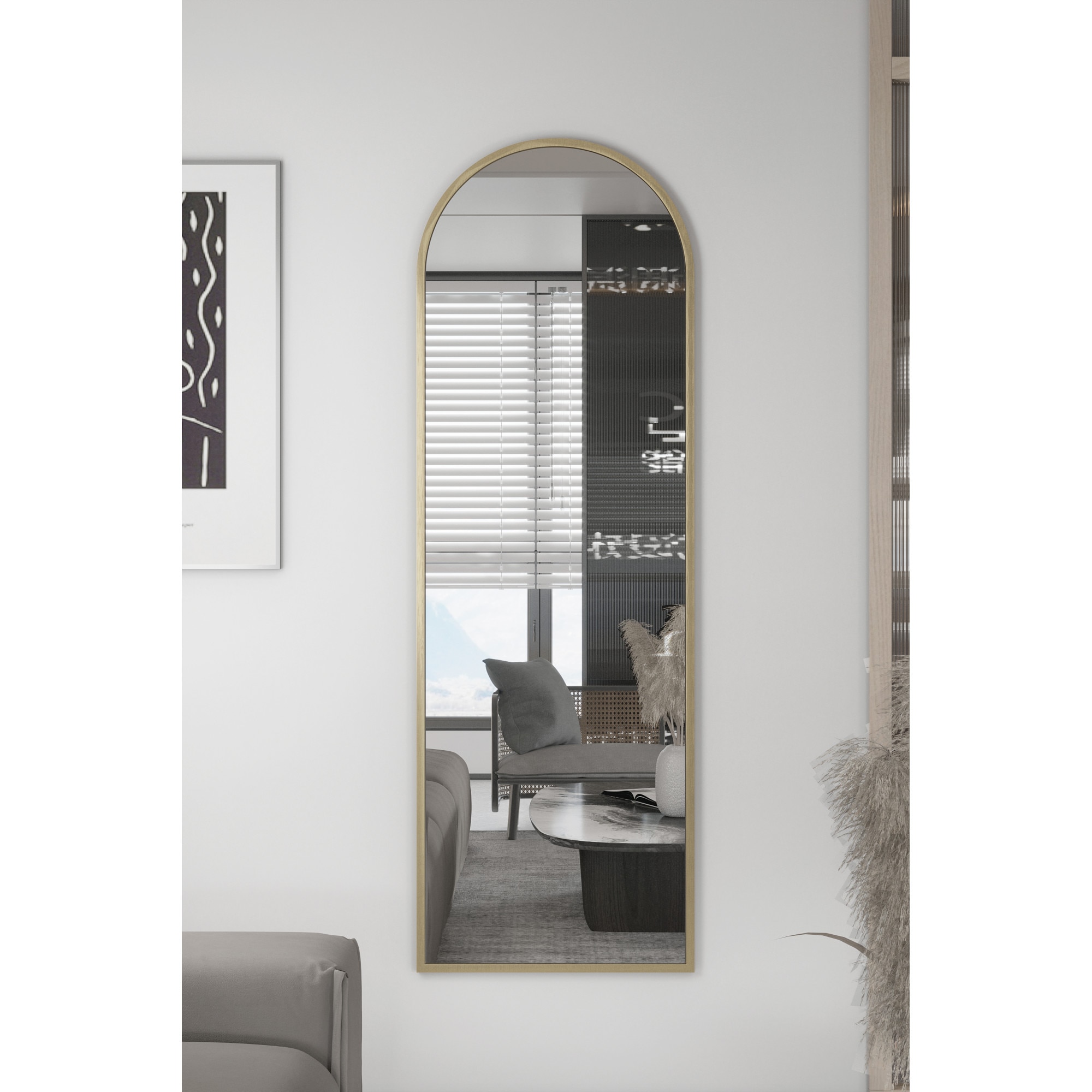 Oglinda de perete ovala, Marsah Home, 150x60 cm, rama metalica auriu ...