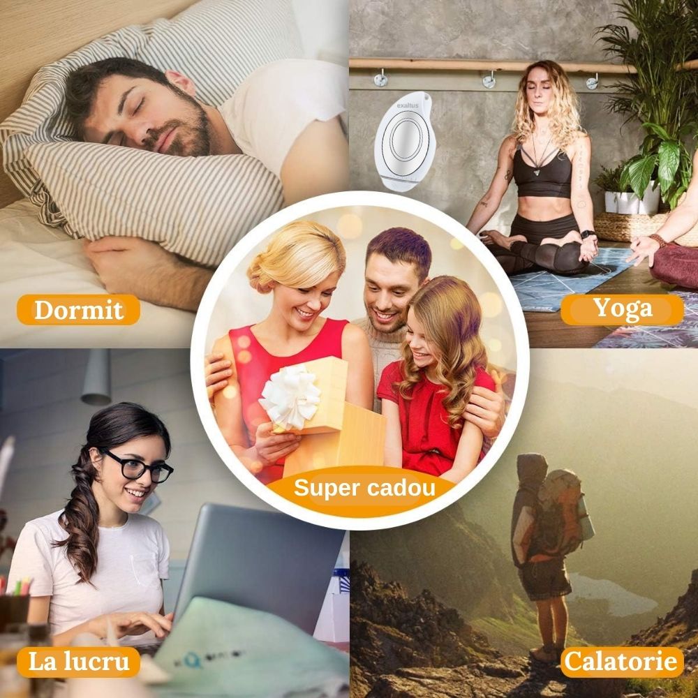 Dispozitiv Anti insomnie, Exaltus®, Portabil, 12 nivele de stimulare cu microcurent, Amelioreaza ...