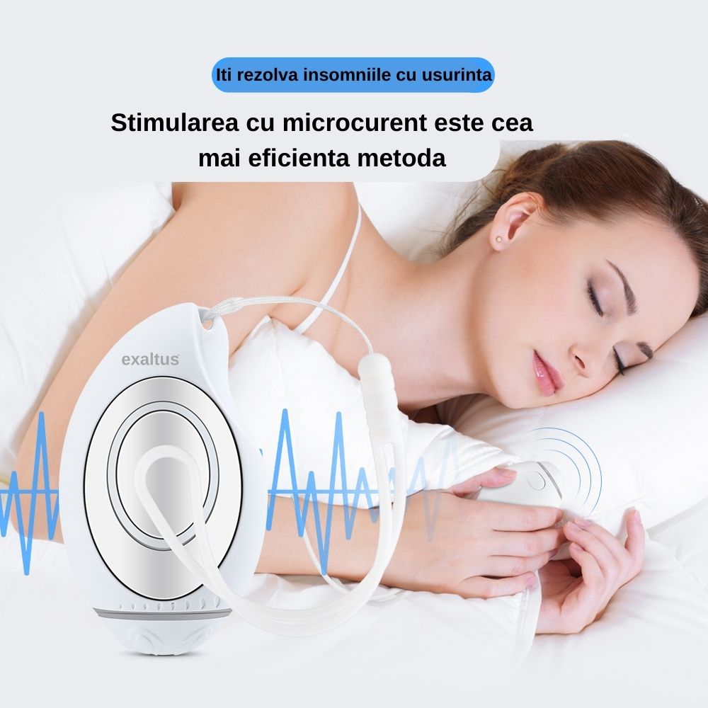 Dispozitiv Anti insomnie, Exaltus®, Portabil, 12 nivele de stimulare cu microcurent, Amelioreaza ...
