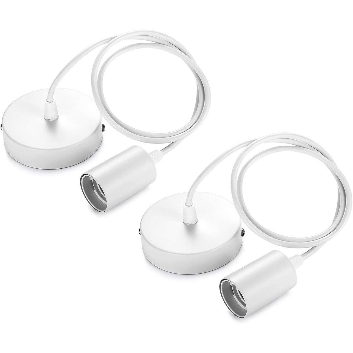 Set 2 pendule, Metal, 100 cm, E27, 60 W, Alb - eMAG.ro