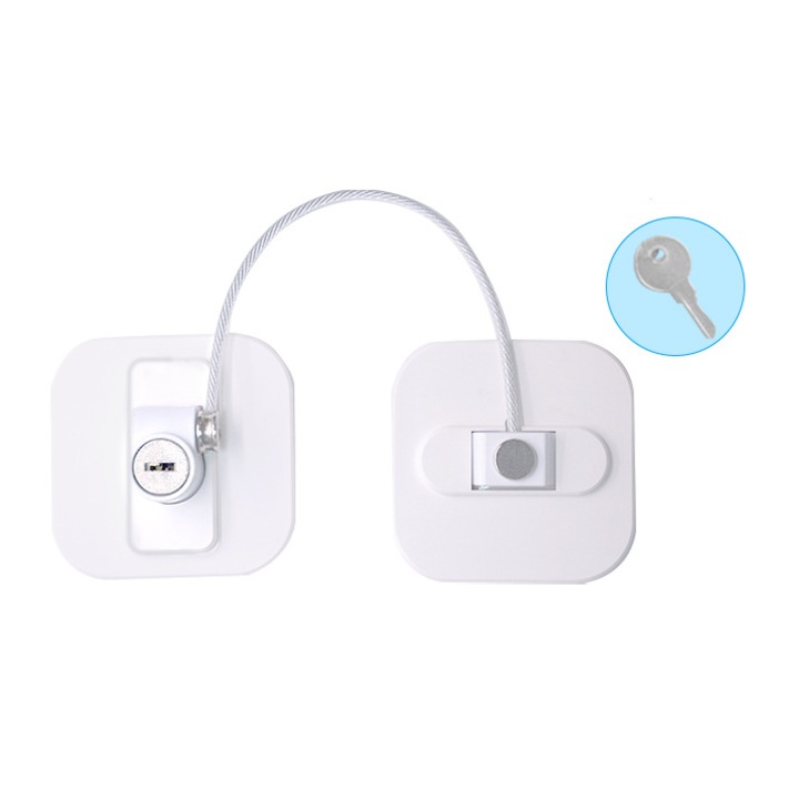 Incuietoare pentru usa frigiderului pentru siguranta bebelusi, 7 x 7cm, ABS/Inox, Alb - eMAG.ro