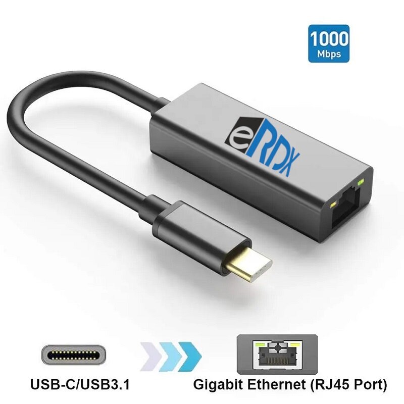 Adaptor Placa Retea, eRDX®, USB-C Ethernet RJ45 Gigabit, 10/100/1000 ...