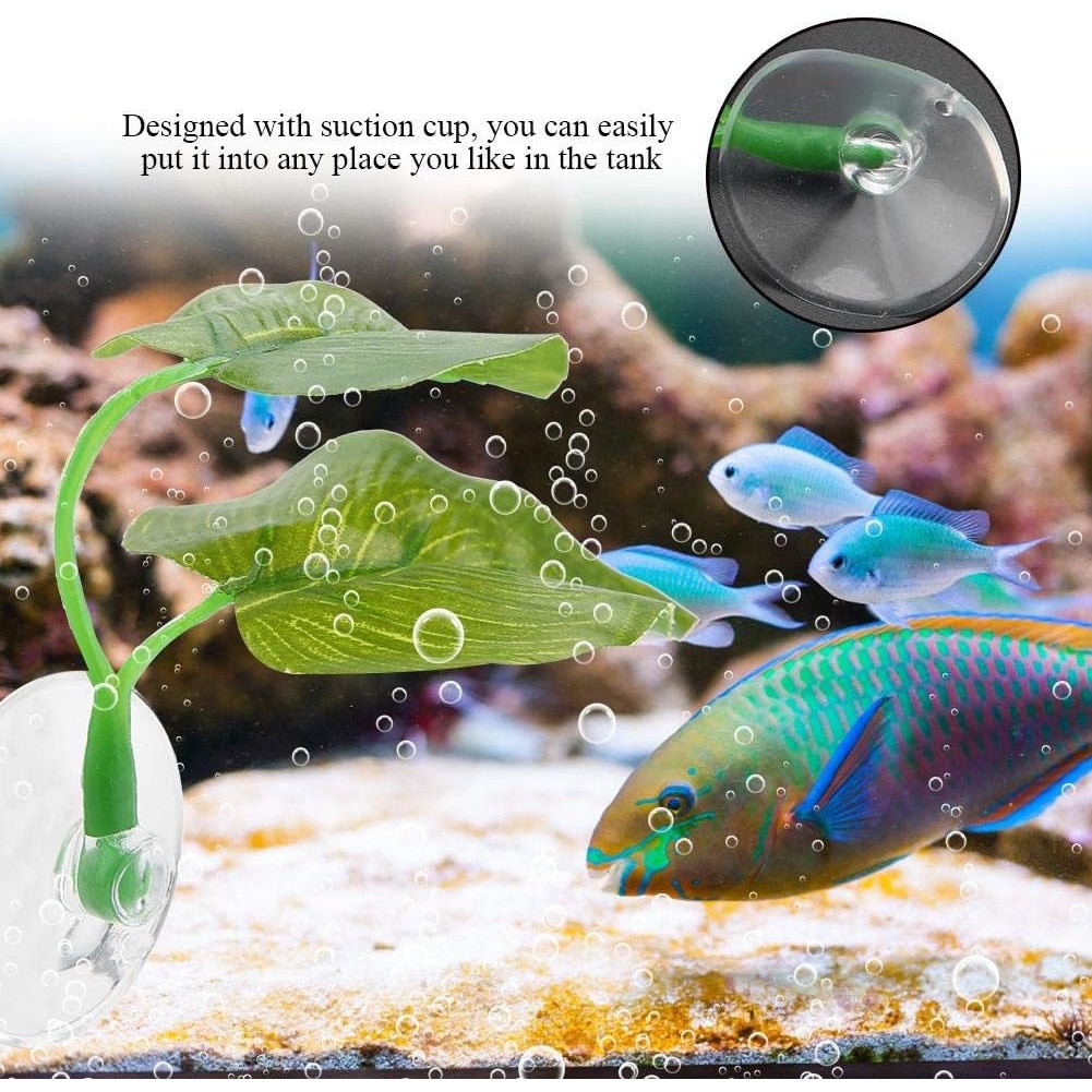 Planta artificiala acvariu, Plastic, Cu ventuza, Verde - eMAG.ro