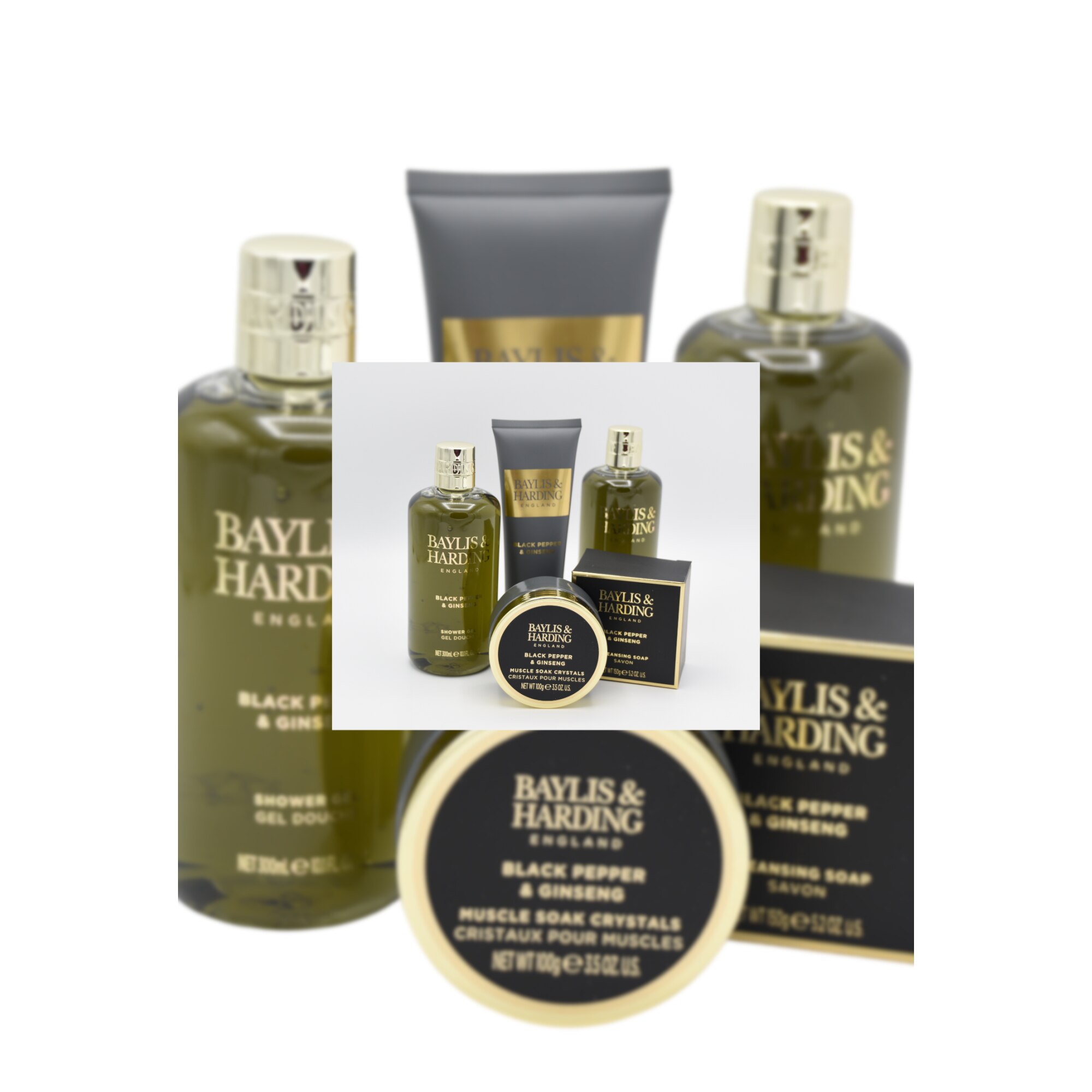 Set 5 Piese Baylis & Harding, Barbati, Gel Baie Si Dus 300 ml, Sampon ...