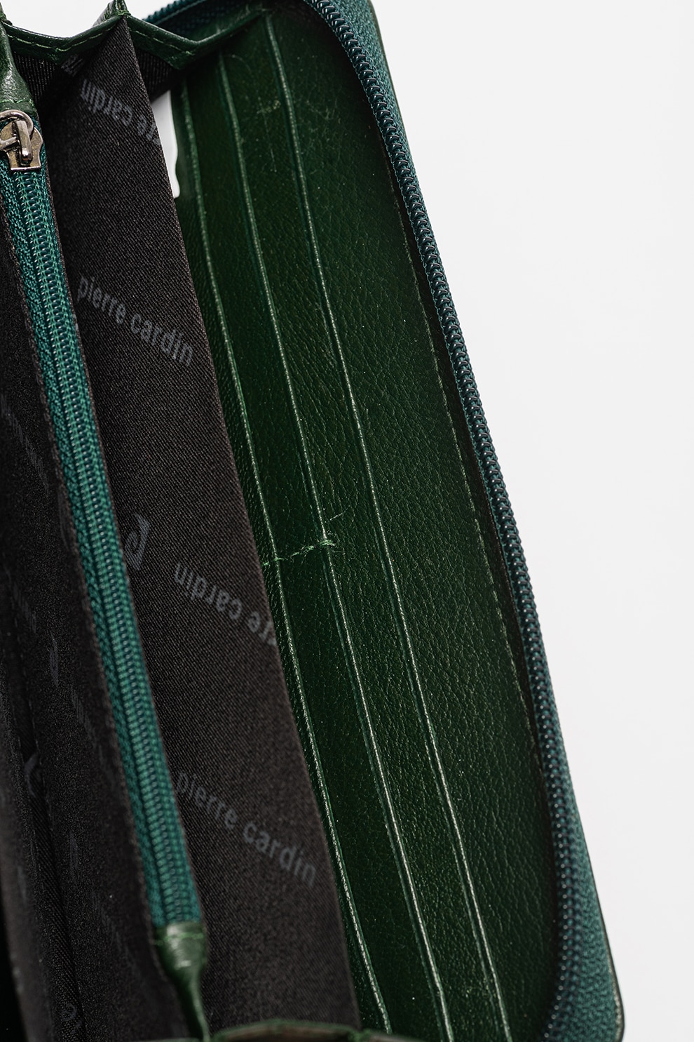 Pierre Cardin, Portofel de piele cu logo in relief, Verde inchis - eMAG.ro