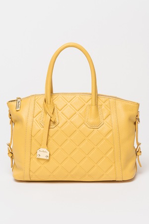 Pierre Cardin, Geanta tote din piele cu detaliu lant, Galben pai - eMAG.ro