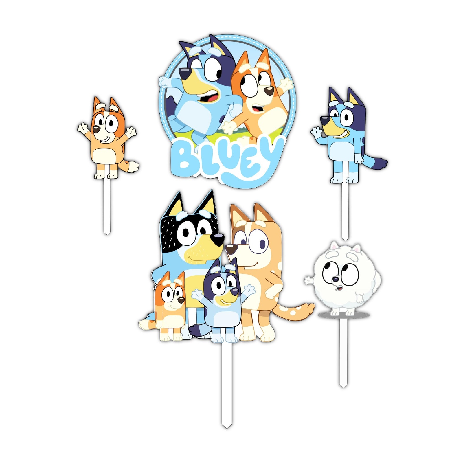 Set figurine tort Bluey, Bloom Atelier, Placaj MDF - eMAG.ro