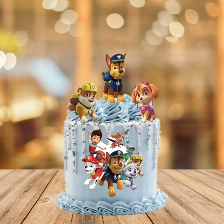 Set figurine tort Patrula Catelusilor, Bloom Atelier, Placaj MDF - eMAG.ro