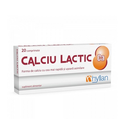 Calciu lactic, 20 comprimate, Hyllan Pharma - eMAG.ro
