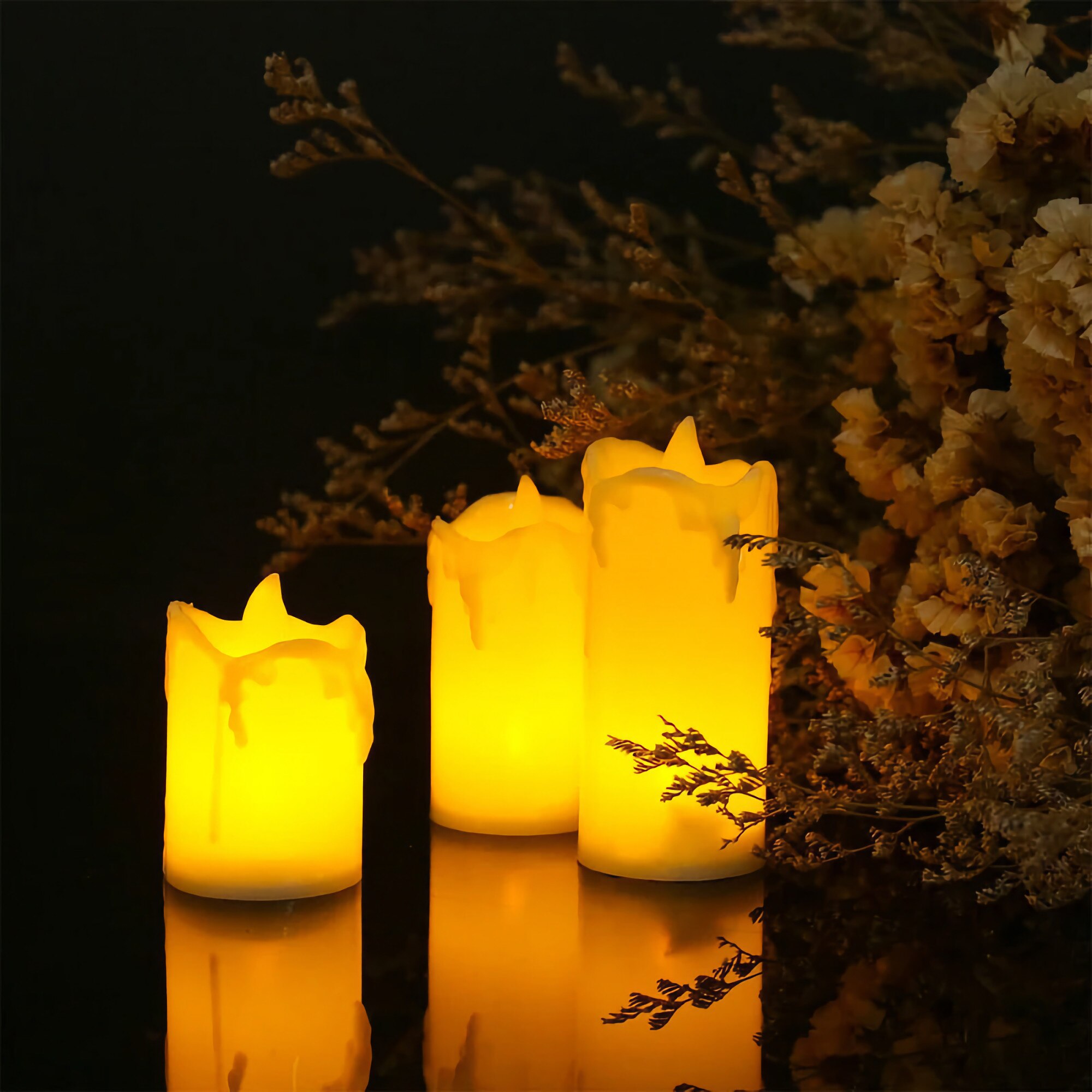 Set de 3 Lumanari LED cu Flacara Constanta si Efect de Ceara MIRAZA ...