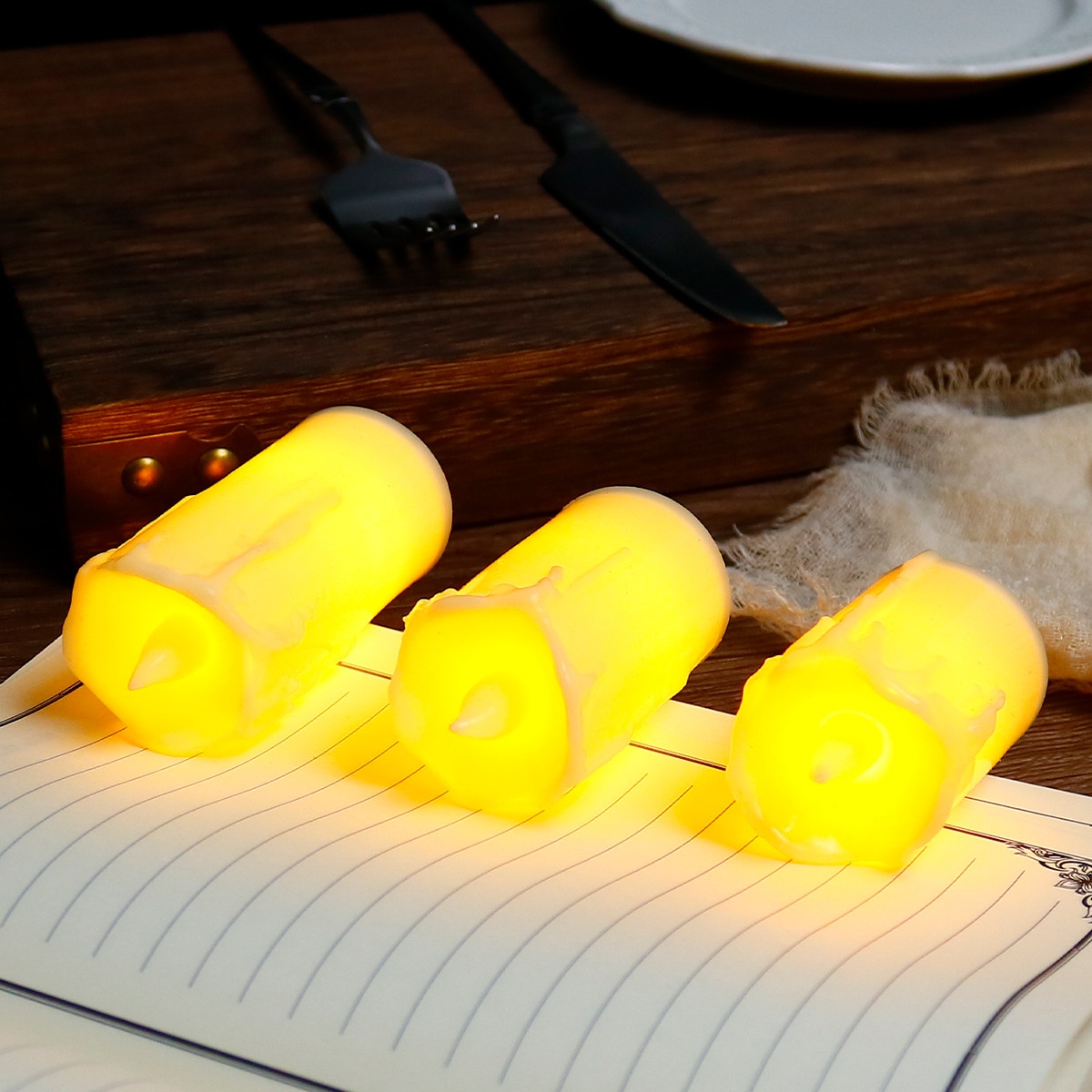 Set de 3 Lumanari LED cu Flacara Constanta si Efect de Ceara MIRAZA ...