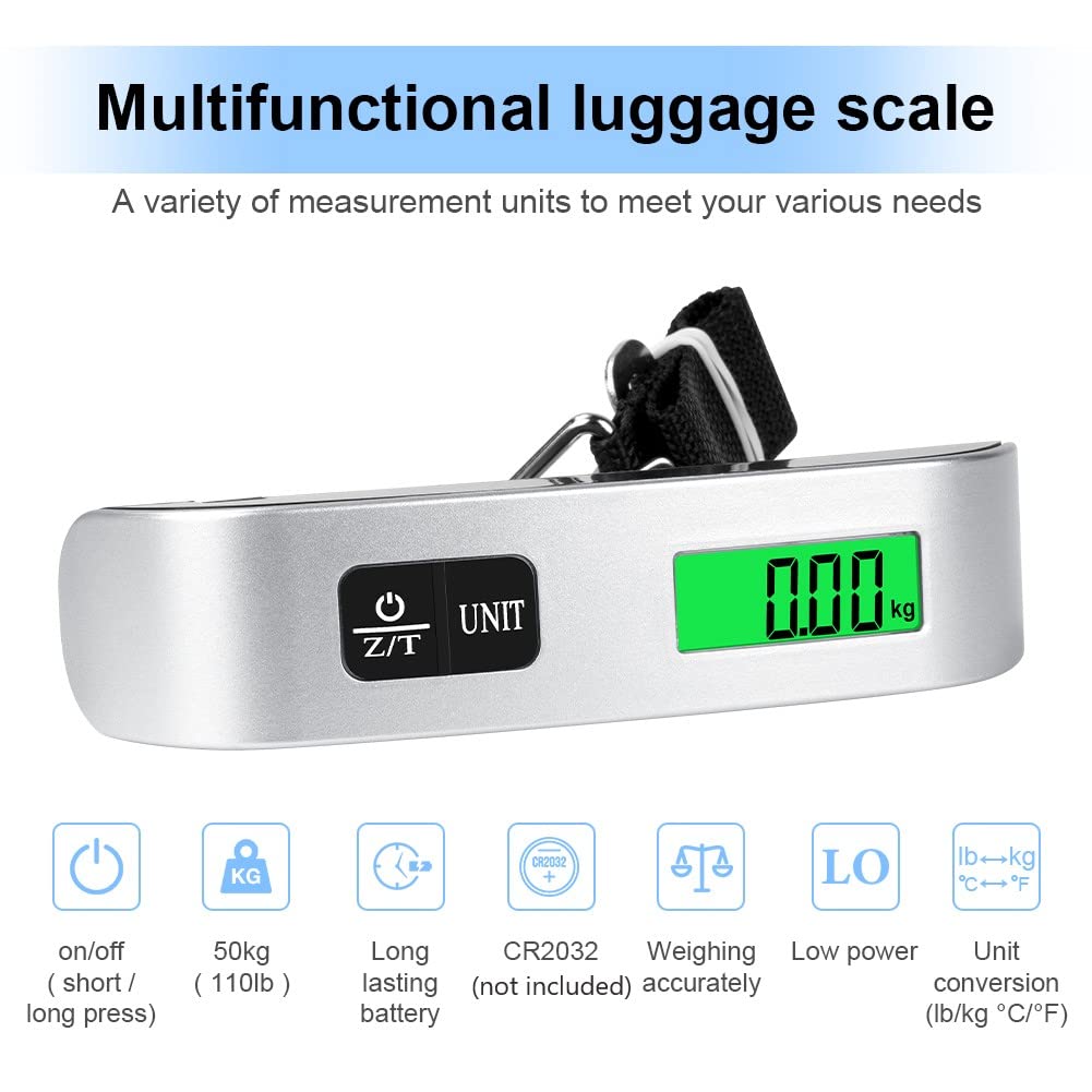 Дигитален ръчен кантар, JENUOS®, максимум 50 кг, LCD дисплей, сребрист ...