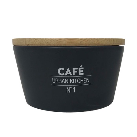 Recipient cafea din ceramica, cu capac din bambus cu garnitura silicon ...