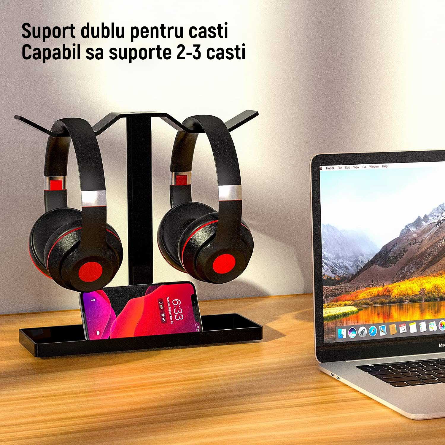 Suport pentru casti, Vaxiuja, Material Acrilic, Negru - eMAG.ro