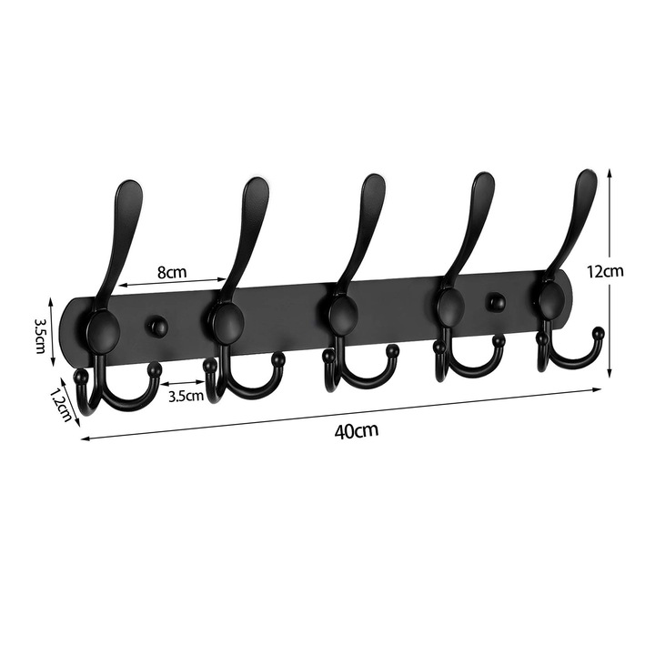 Set 2 cuiere, Inox, 40 cm, Negru - eMAG.ro