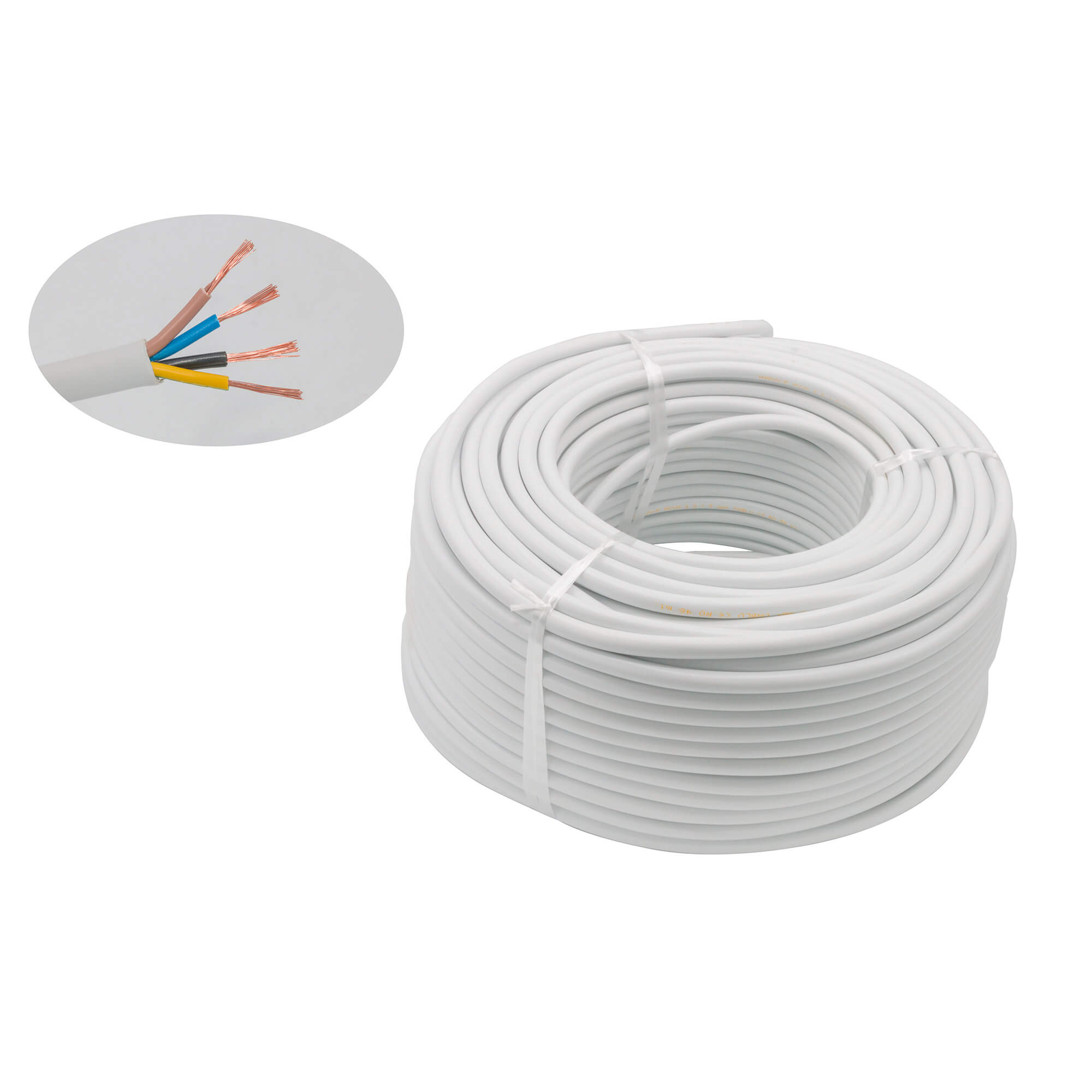 Cablu electric litat 4 X 1.5mm (multifilar) MYYM / H05VV-F -100m alb ...