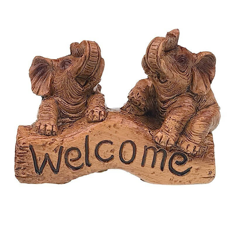 Decoratiune din rasina, Elefanti-Welcome, 9x7cm, Maro, M1 - eMAG.ro