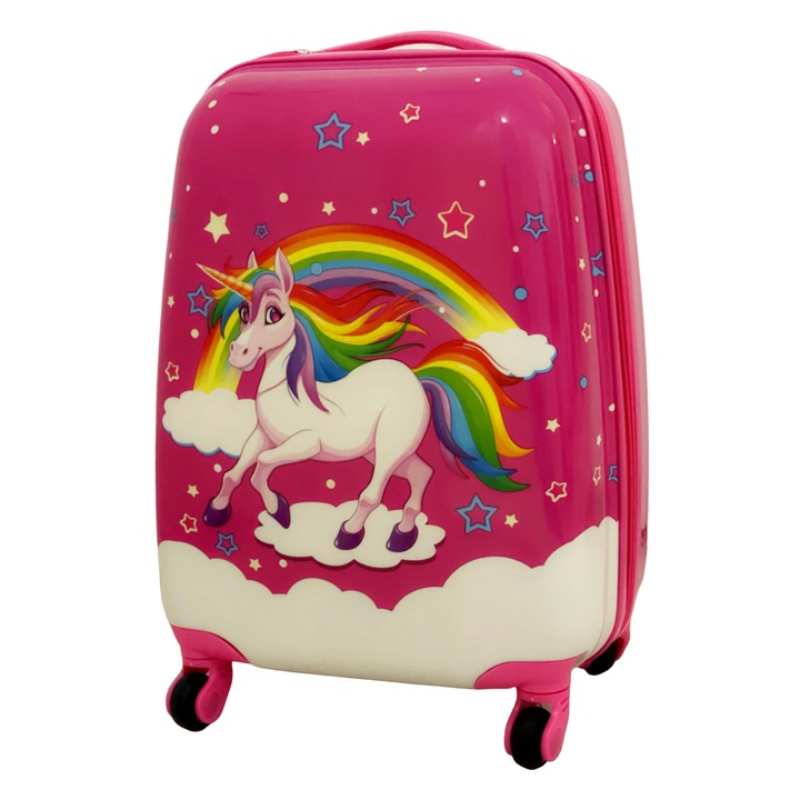 Valiza cabina pentru copii Rainbow Unicorn, 46 x 30 x 20 CM, Roz Granat ...