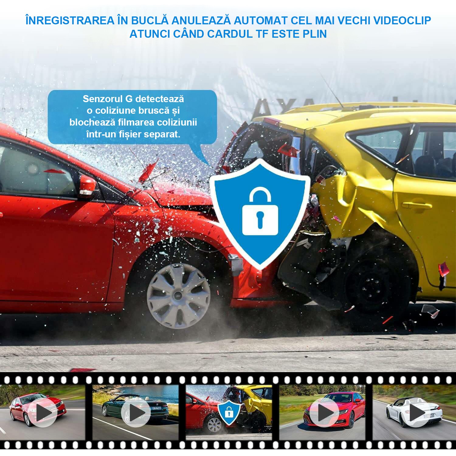 Camera Video Auto, Tip Oglinda Retrovizoare FULLHD 1080P, Ecran tactil ...