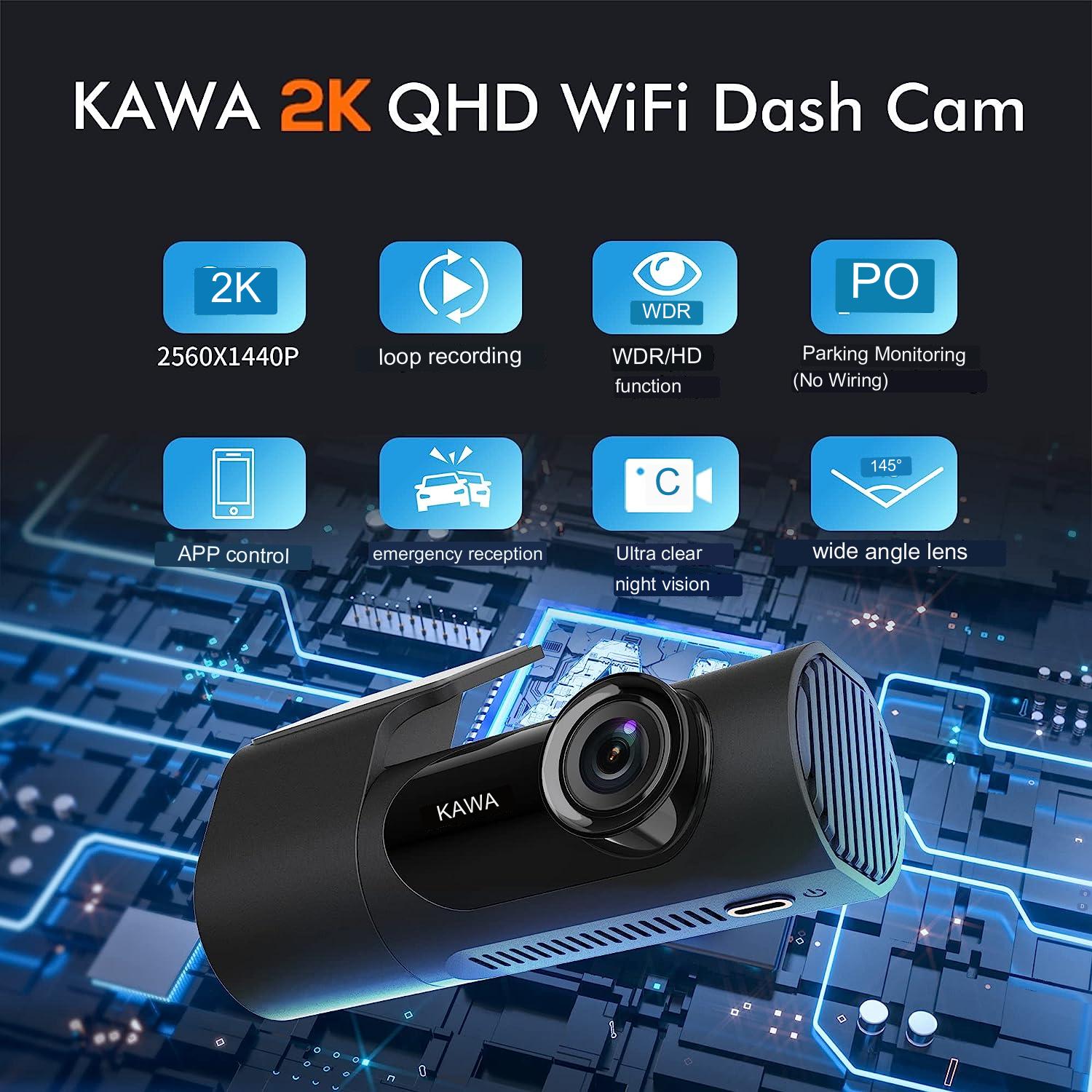 Camera auto WiFi 2K 1440P Full QHD, rotativa 360°, unghi larg 145°, G ...