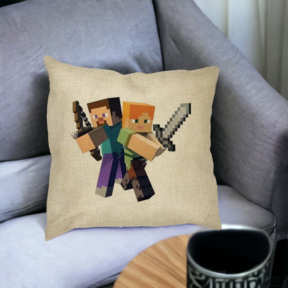 Set 2 Perne Decorative, Model Minecraft, 40x40 cm, Husa Detasabila ...
