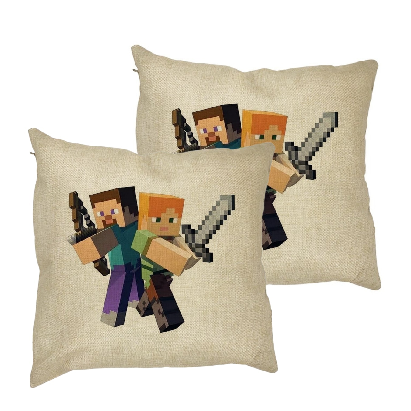 Set 2 Perne Decorative, Model Minecraft, 40x40 cm, Husa Detasabila ...