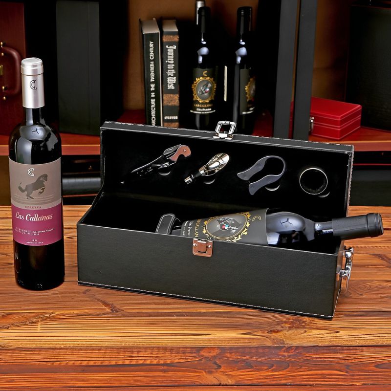 Set cutie vin, Mindblower, pentru 1 sticla, accesorii incluse, piele ...