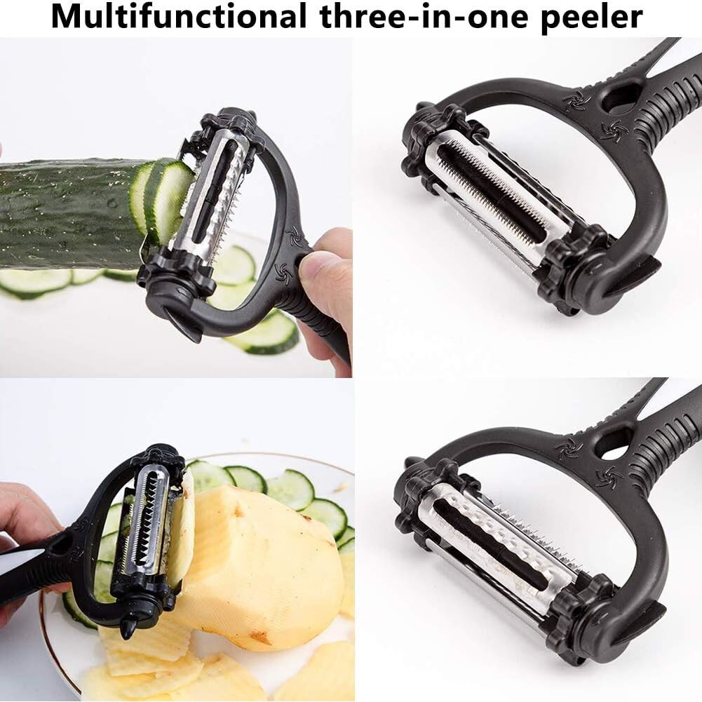 Set 2 dispozitive de decojire legume si fructe, JENUOS®, 3in1, Otel ...