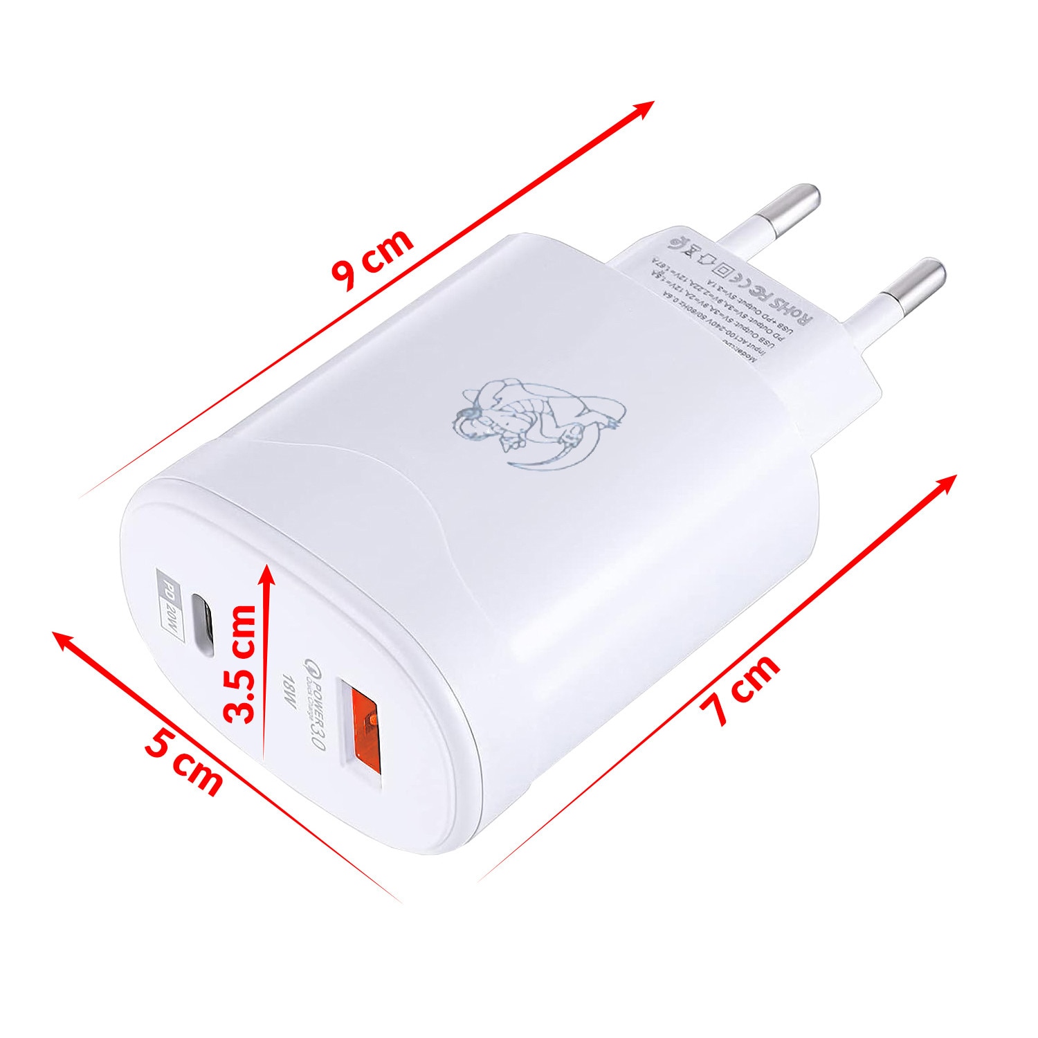 Incarcator retea 20W USB si PD, CA 07A, 5V 3A, 9V 2.22A, 12V 1.67A, alb ...