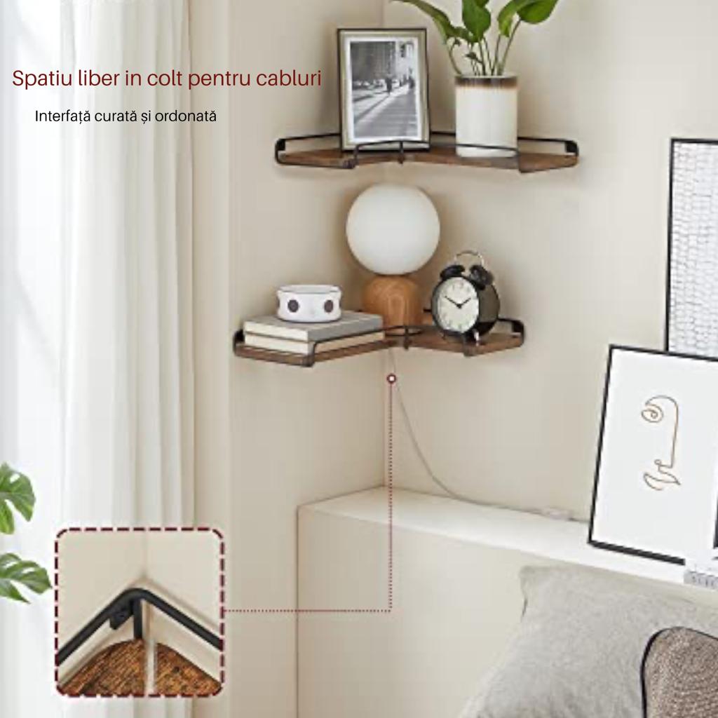 Set 2 rafturi de colt Vasagle, In forma de L, pentru living, bucatarie ...
