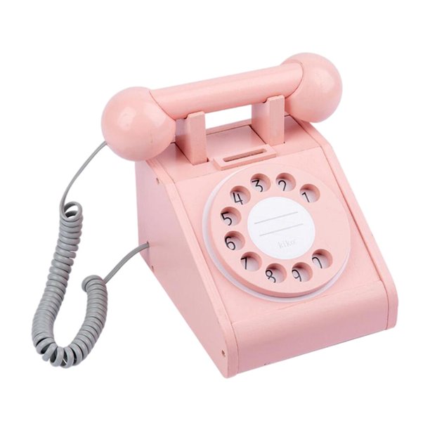 Telefon din lemn model retro, roz, 17 cm L x 20 cm l x 16 cm H - eMAG.ro