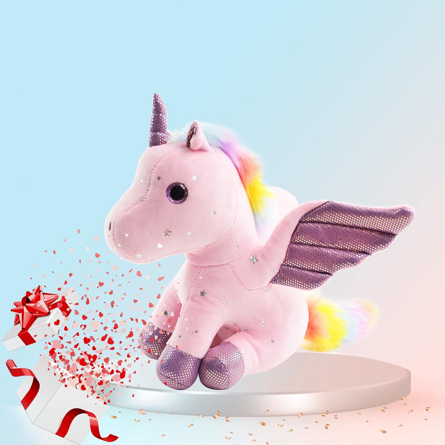 Jucarie de plus Malvys®, Unicorn cu Aripi de Inger, Roz, 30 cm - eMAG.ro