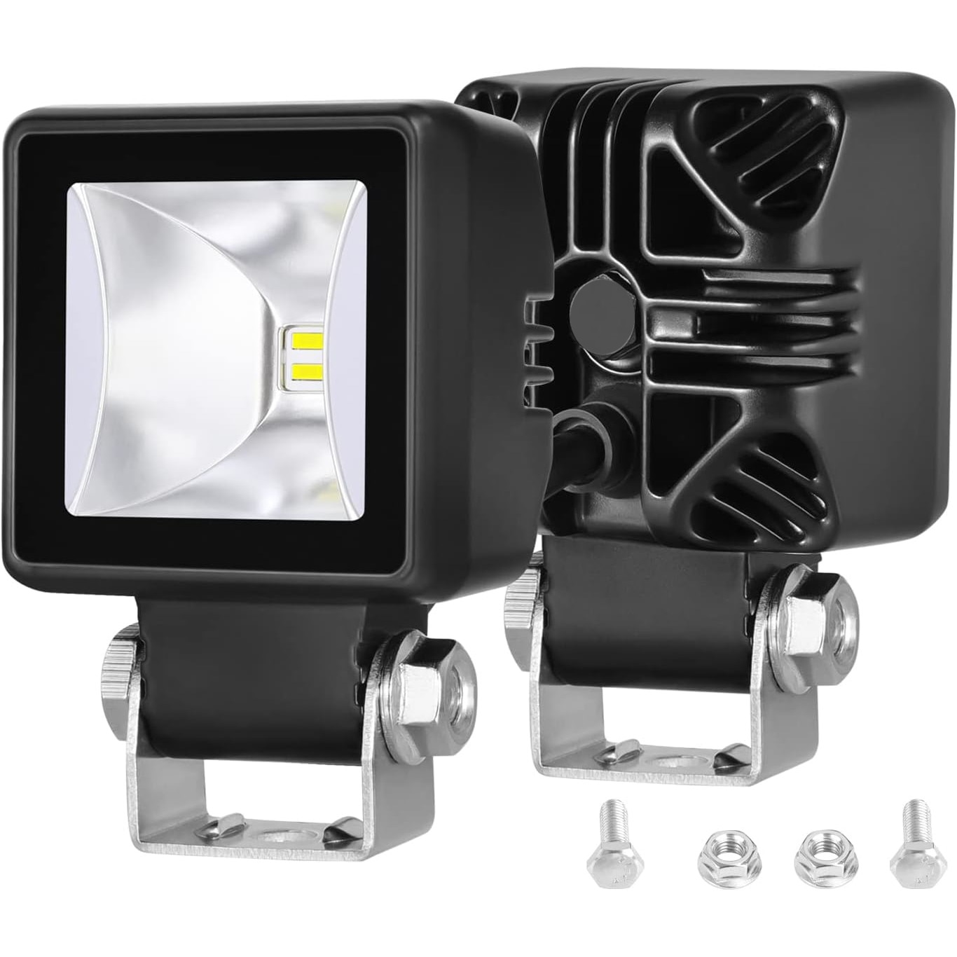 Set 6 bucati Led lampi halogen, cu cablare, lumina alba de tip flood si lumina alba DRL, 12V ...