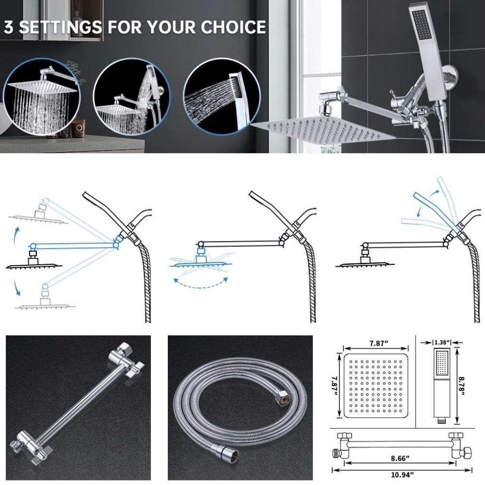 Coloana de dus 8 inch, Functie economisere apa, Brat de extensie ...