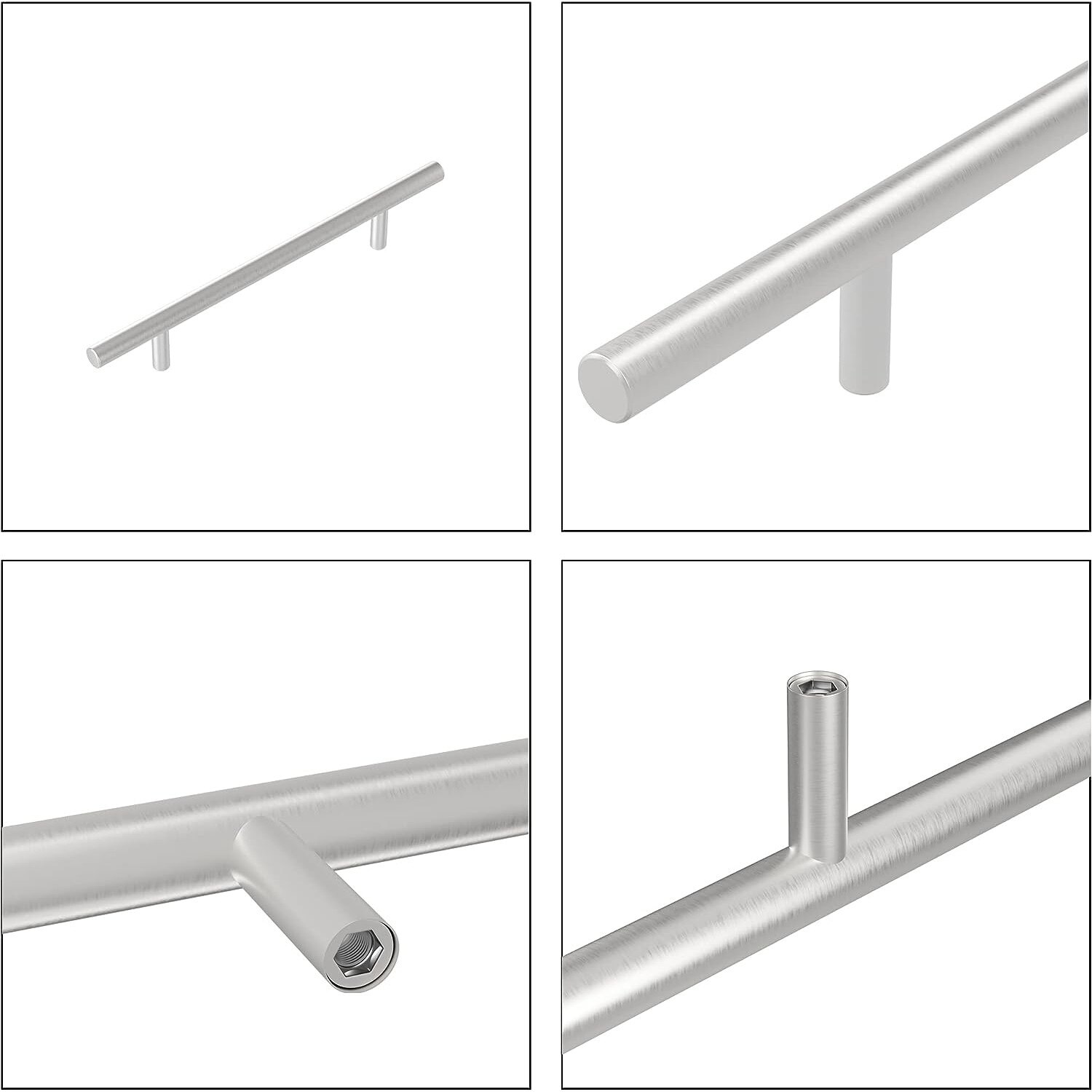 Set 5 manere mobilier, Inox, 128 mm, Argintiu - eMAG.ro