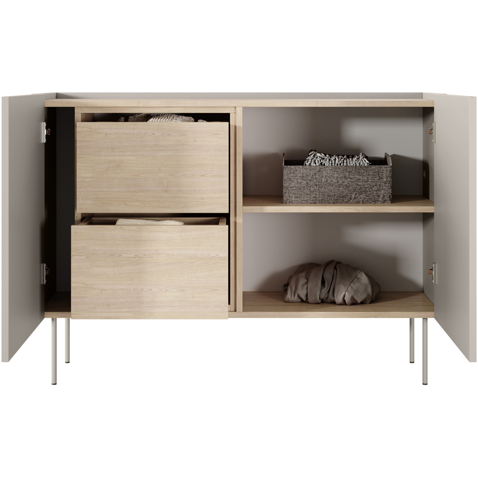 Bufet Woodmood Delia, 120x40x85 cm, 2 usi 2 sertare interioare, culoare ...