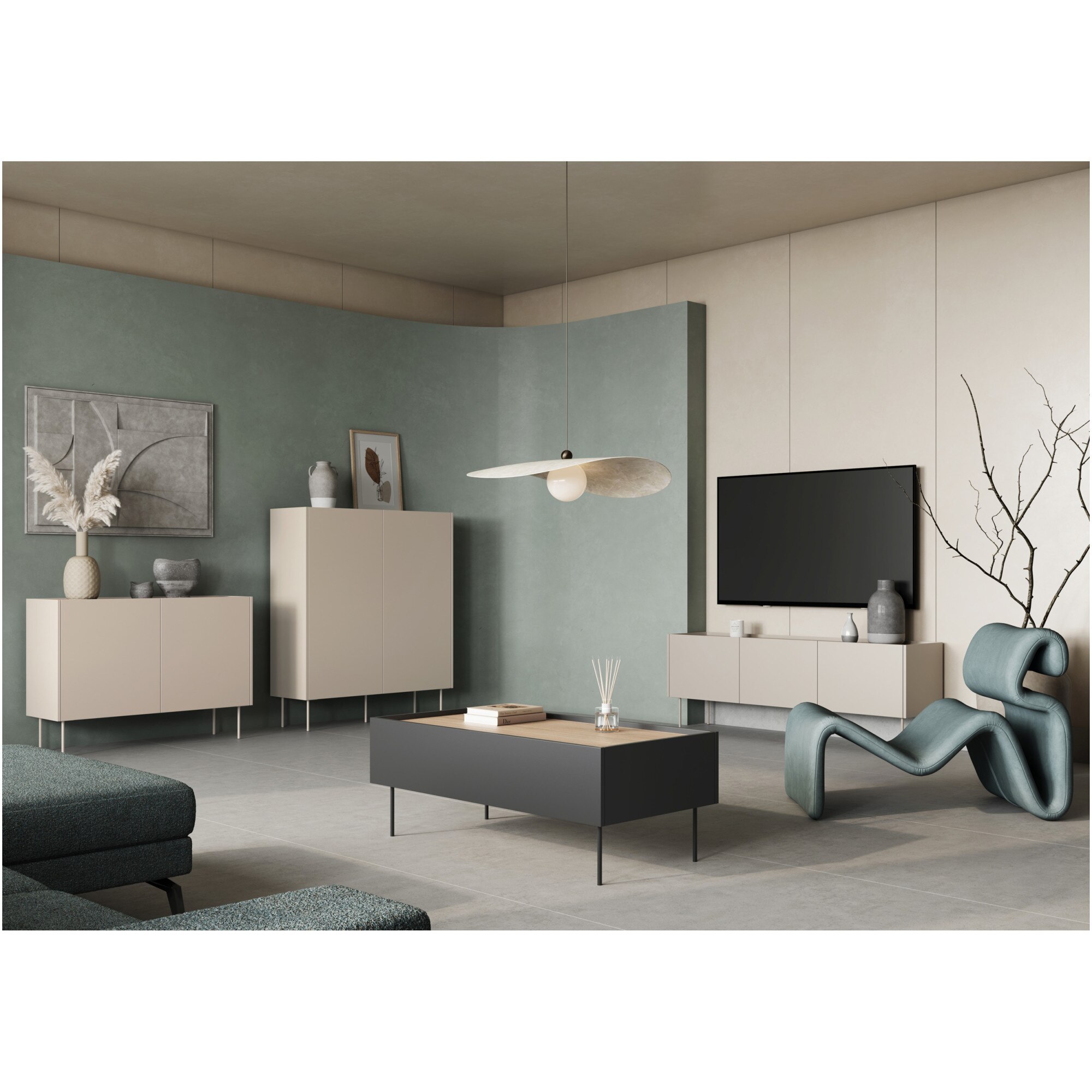 Bufet Woodmood Delia, 120x40x85 cm, 2 usi 2 sertare interioare, culoare ...