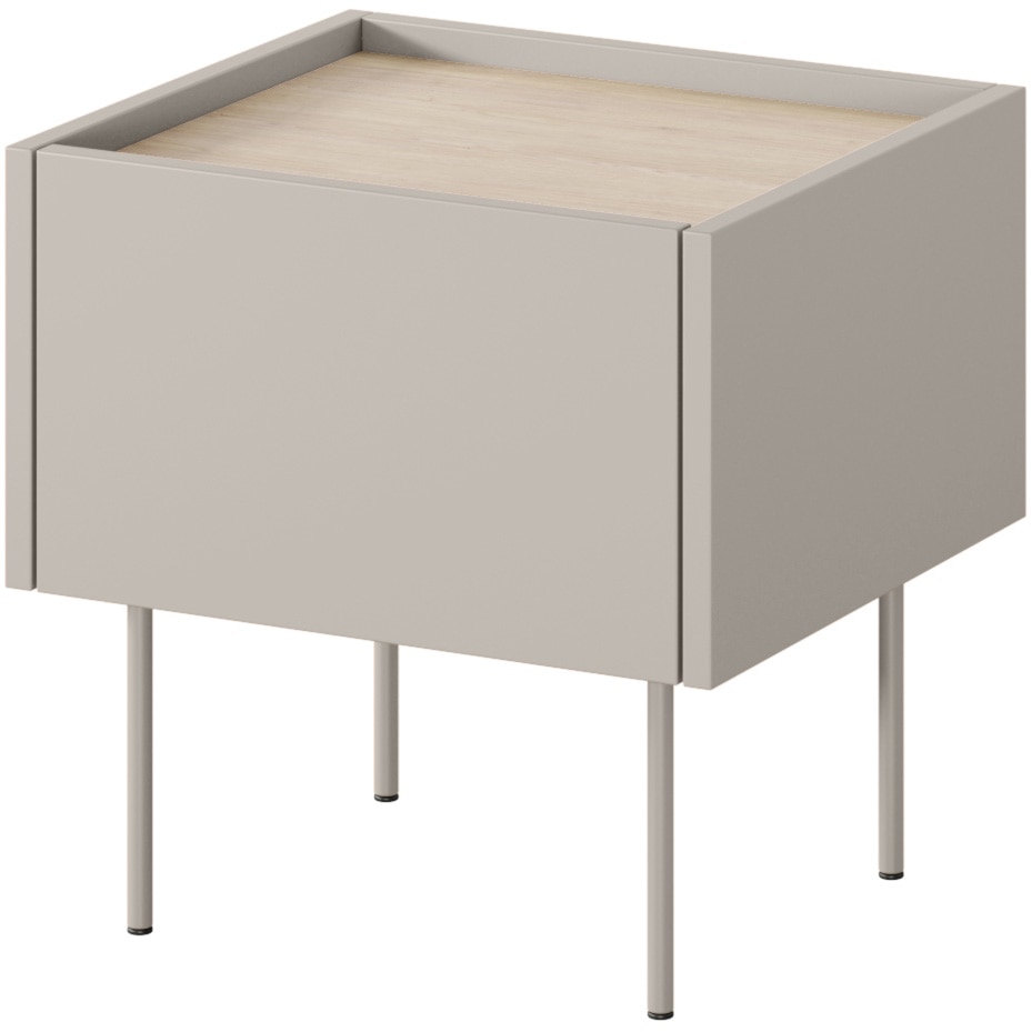 Set 2 noptiere Woodmood Delia, 45x40x45 cm, 1 sertar, culoare casmir ...