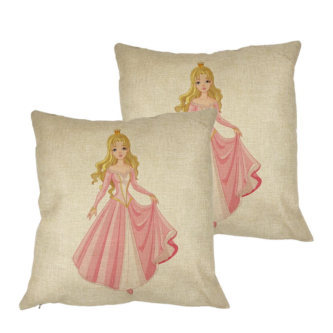 Set 2 Perne Decorative, Model Printesa de Aur, 40x40 cm, Husa ...