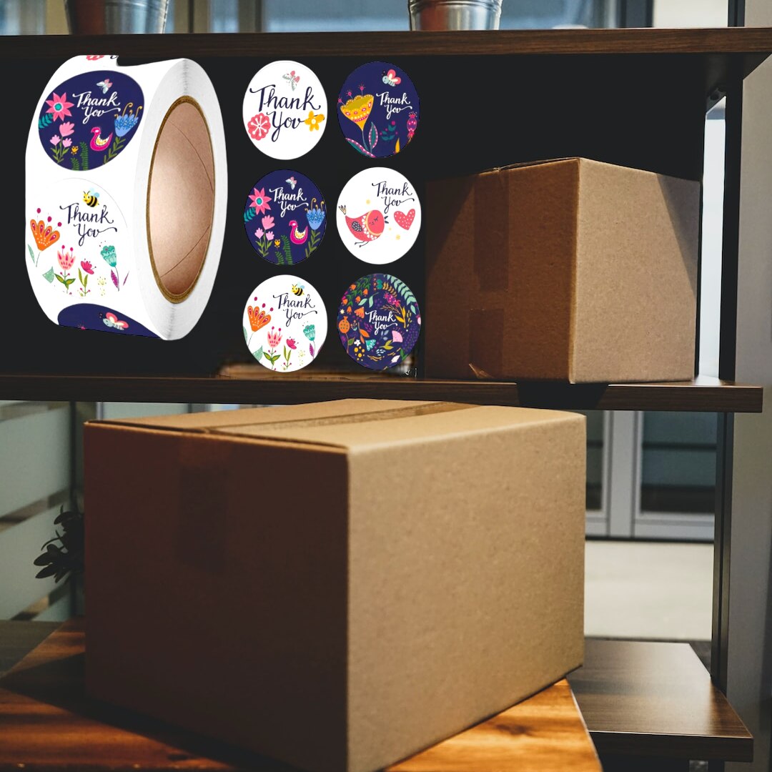 Sticker autocolant, rola 500 etichete, Thank You, diametru 2.5 cm - eMAG.ro