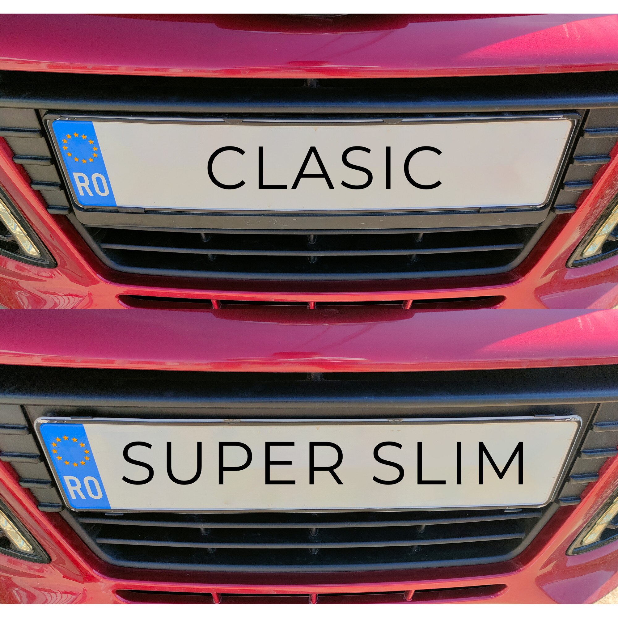 Set suport placute numar inmatriculare auto Super Slim - 4 bucati ...