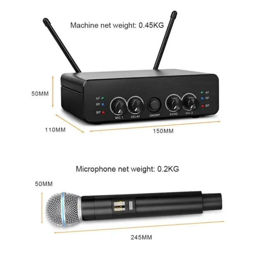 Set 2 Microfoane Wireless Profesionale, VENTART, fara fir UHF, cu ...