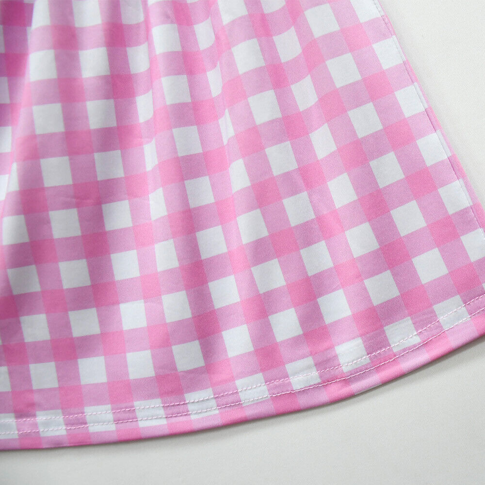 Rochie Cosplay pentru copii Barbie in carouri, Party Chili®, maneci ...